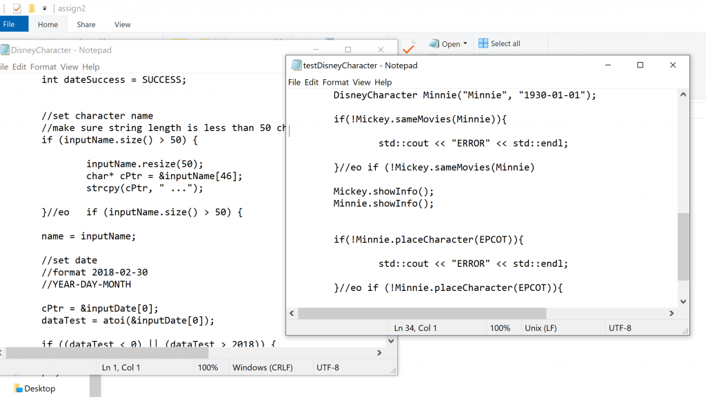 PROG1385 Assign-02 The DisneyCharacter Class solved