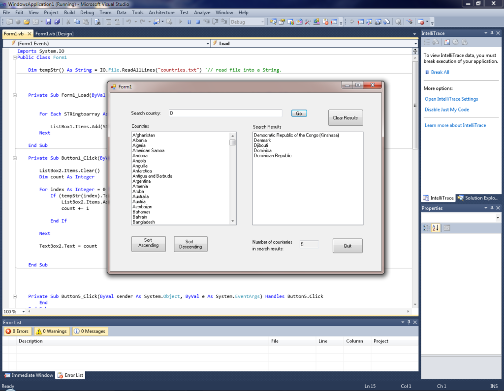 Programming Assignment #6 Search Functionality using LINQ solution
